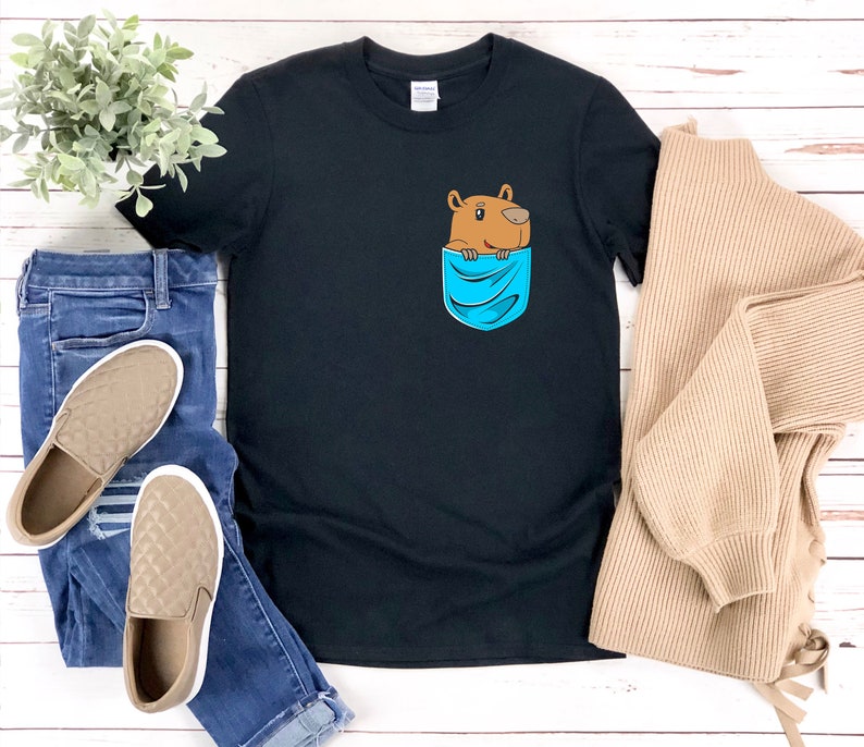 Cute Capybara Shirt, Capybara in Pocket, Capybara Lover Shirt, Animal ...