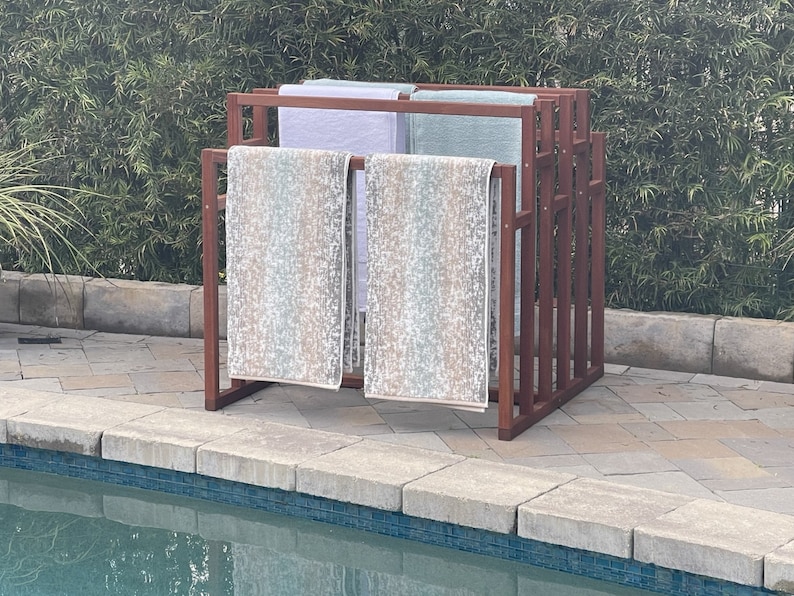 Pool Float Storage and Pool Towel Rack - Red Balau Sustainable Grand XL ...