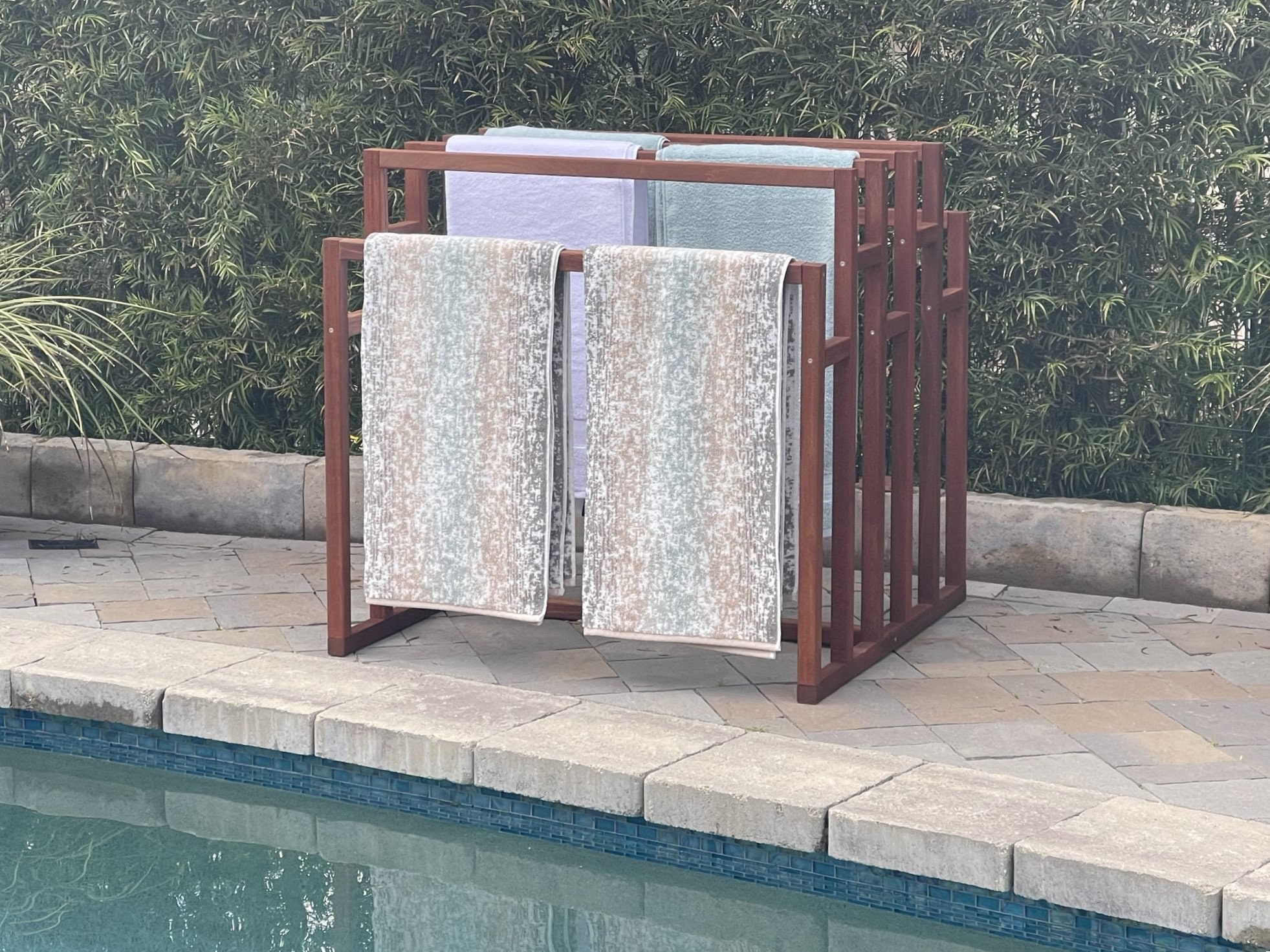 Pool Float Storage and Pool Towel Rack - Red Balau Sustainable Grand XL ...