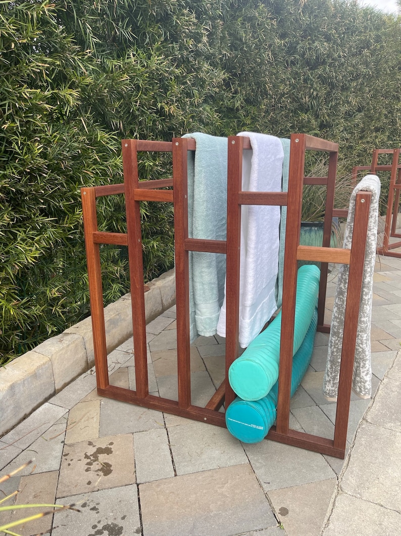 Pool Float Storage and Pool Towel Rack Red Balau Sustainable Grand XL ...