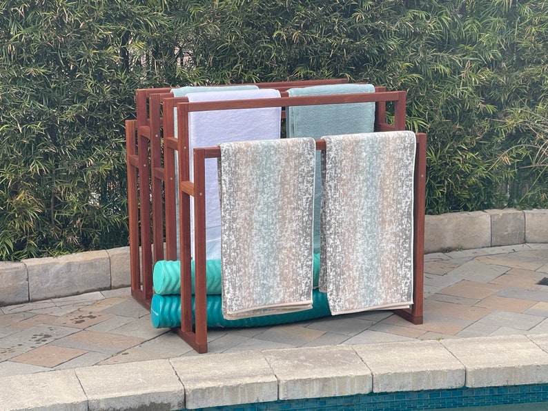 Pool Float Storage and Pool Towel Rack - Red Balau Sustainable Grand XL ...