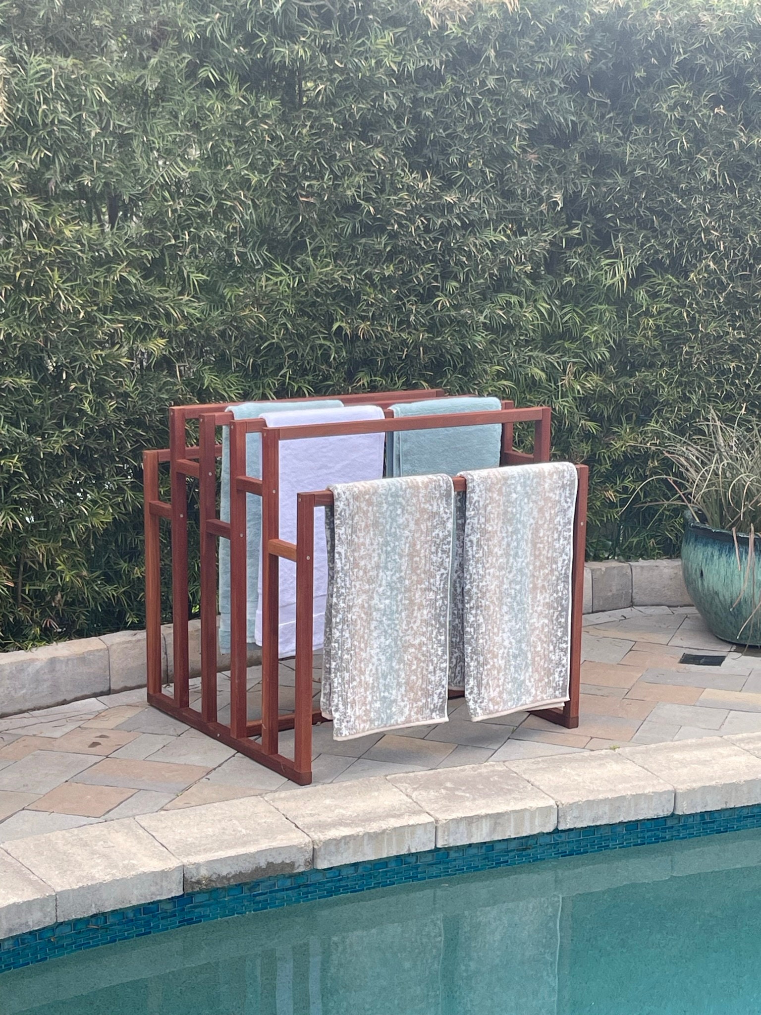Pool Float Storage and Pool Towel Rack - Red Balau Sustainable Grand XL ...