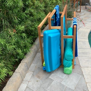 Pool Float Storage and Pool Towel Rack - Red Balau Mahogany Sustainable ...