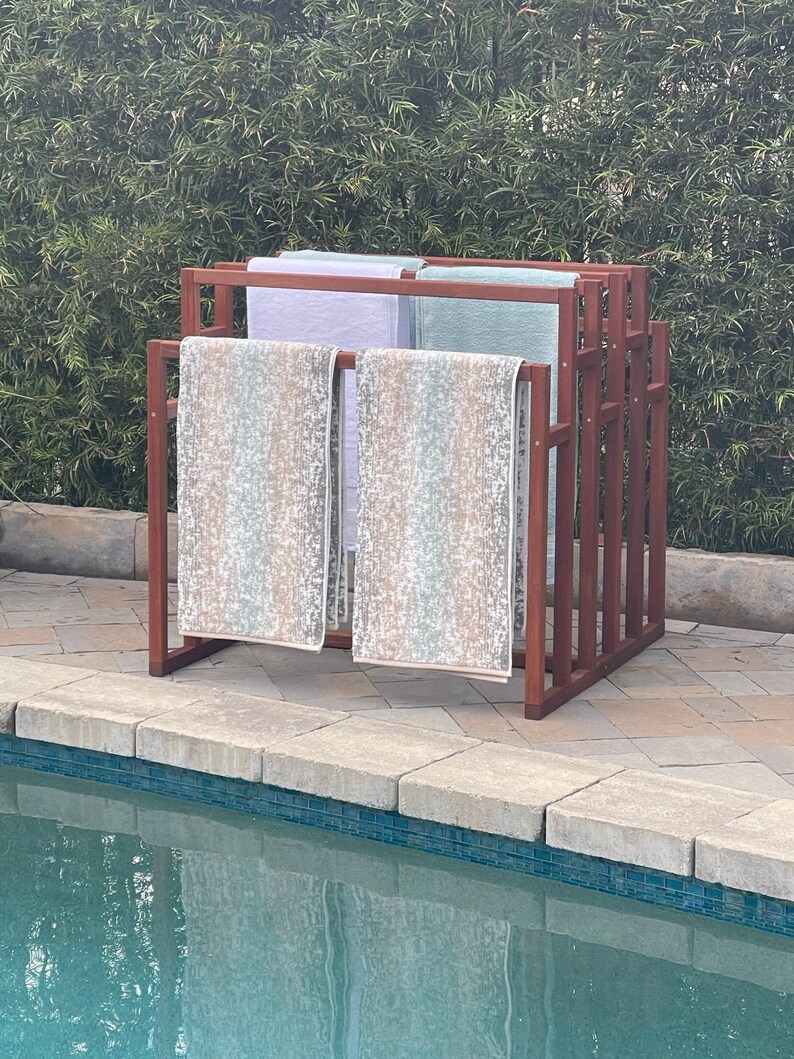 Pool Float Storage and Pool Towel Rack - Red Balau Sustainable Grand XL ...