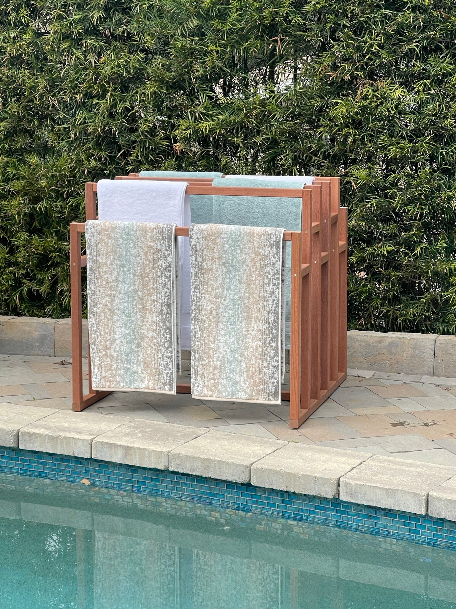 Pool Float Storage and Pool Towel Rack - Red Balau Sustainable Grand XL ...