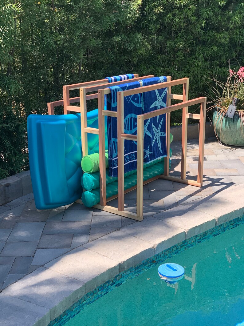 Pool Float Storage and Pool Towel Rack - Red Balau Sustainable Grand XL ...