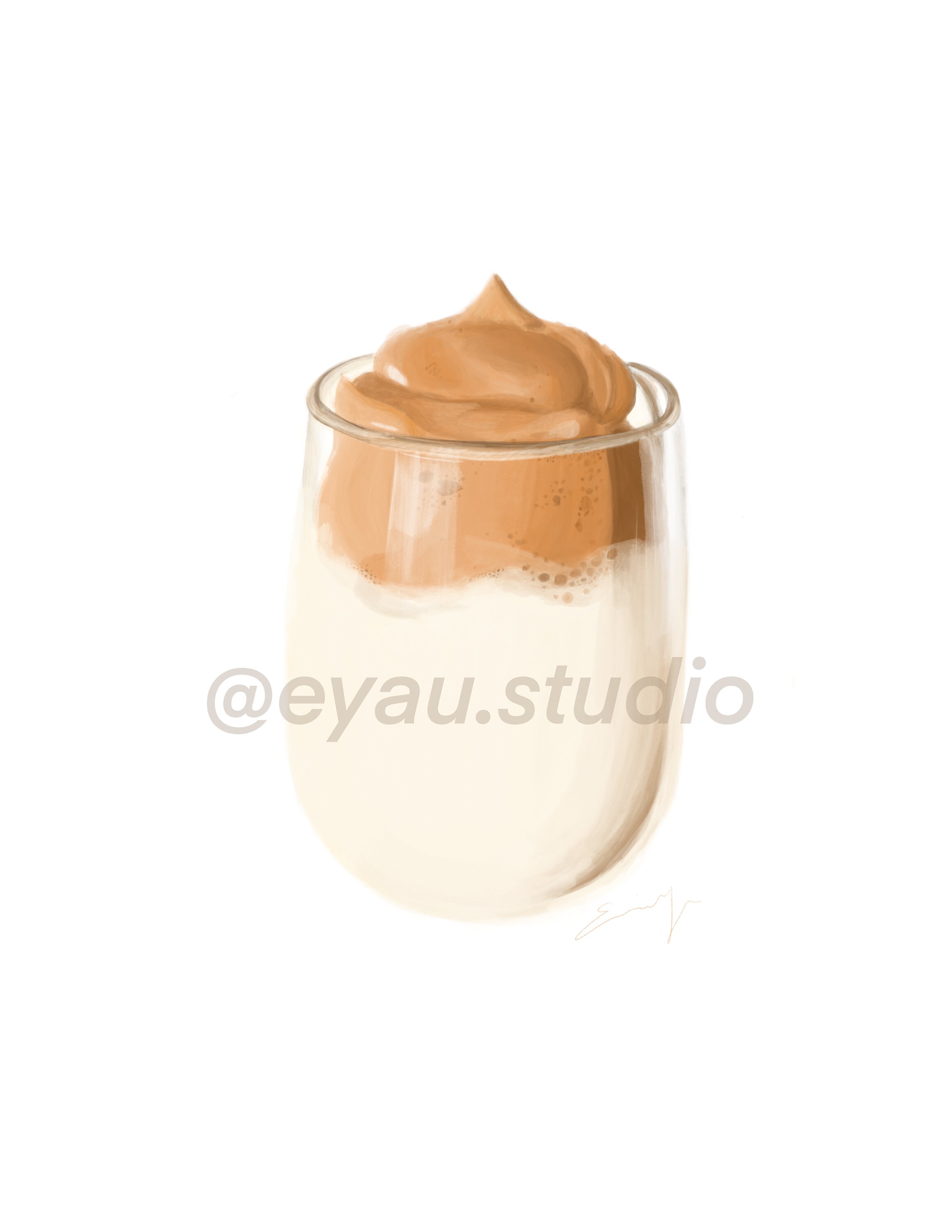 Dalgona Printable Watercolour Digital Art - Kitchen Print - Iced Coffee ...