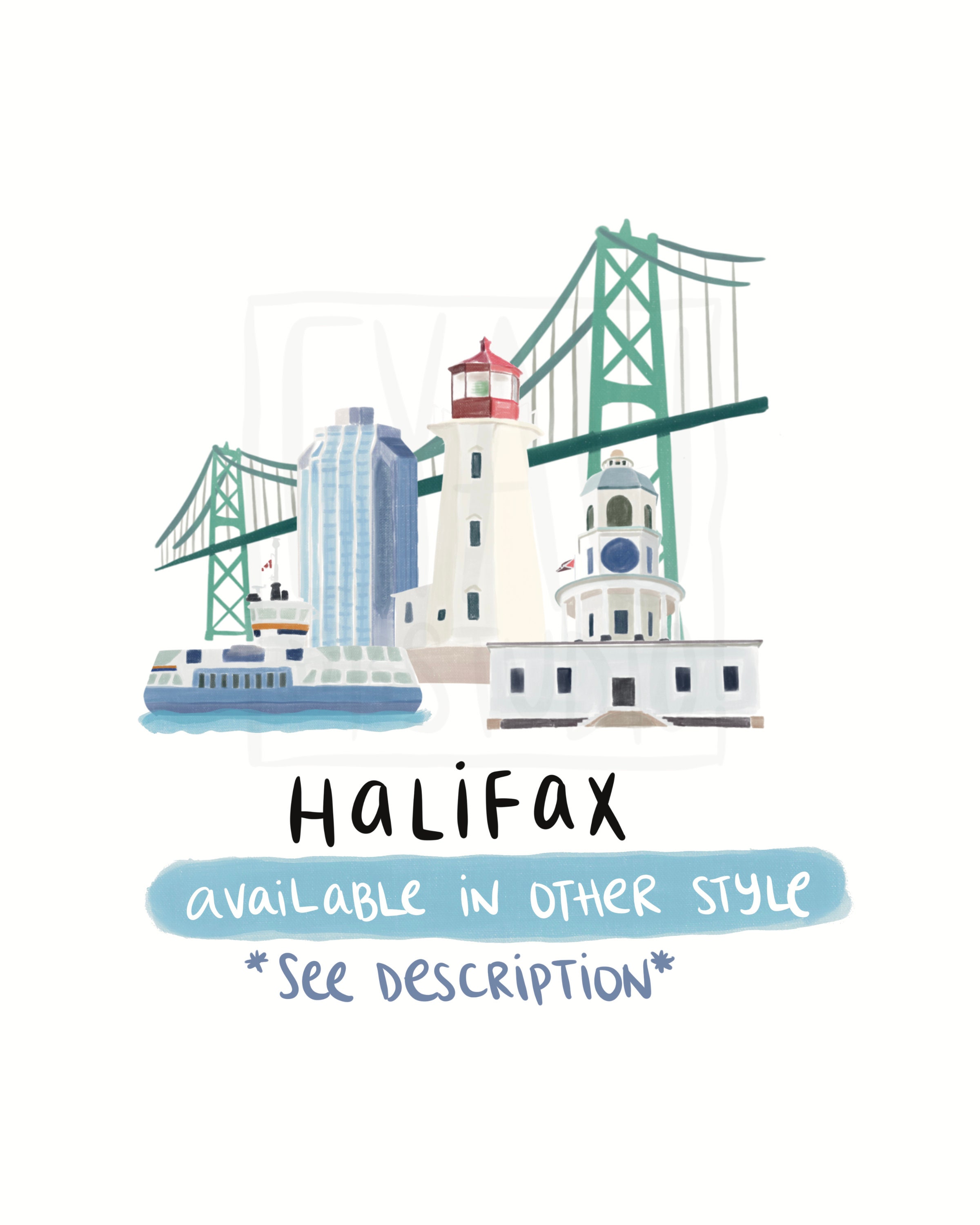 Halifax Print - Outline - Printable Digital Art - Decor Print - Skyline ...