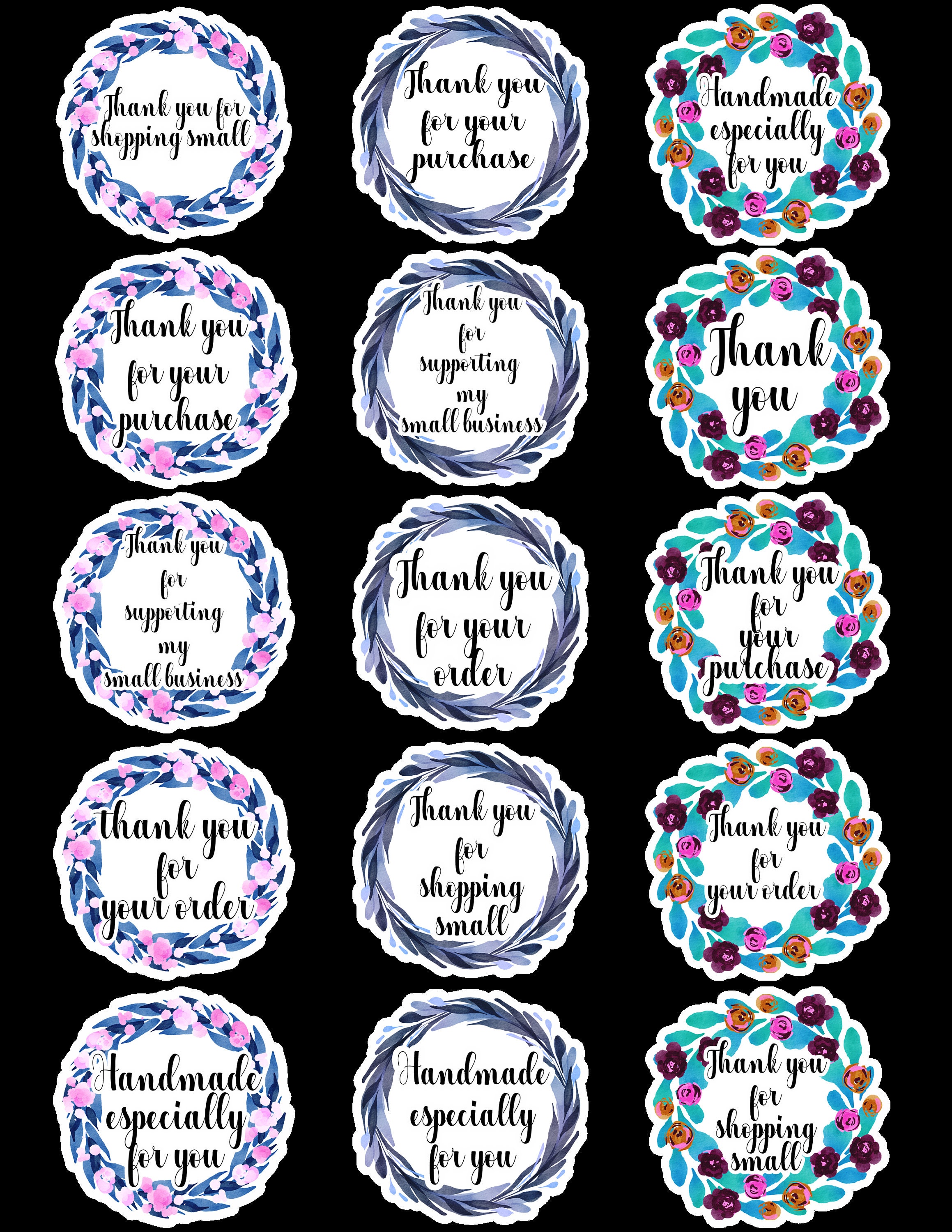 Digital Download Thank You Sticker and Handle With Care Sticker for ...