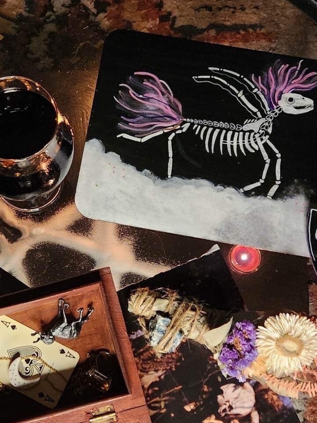 Seance Board - Flying Skeleton Pegasus, Spooky Halloween, Hand ...