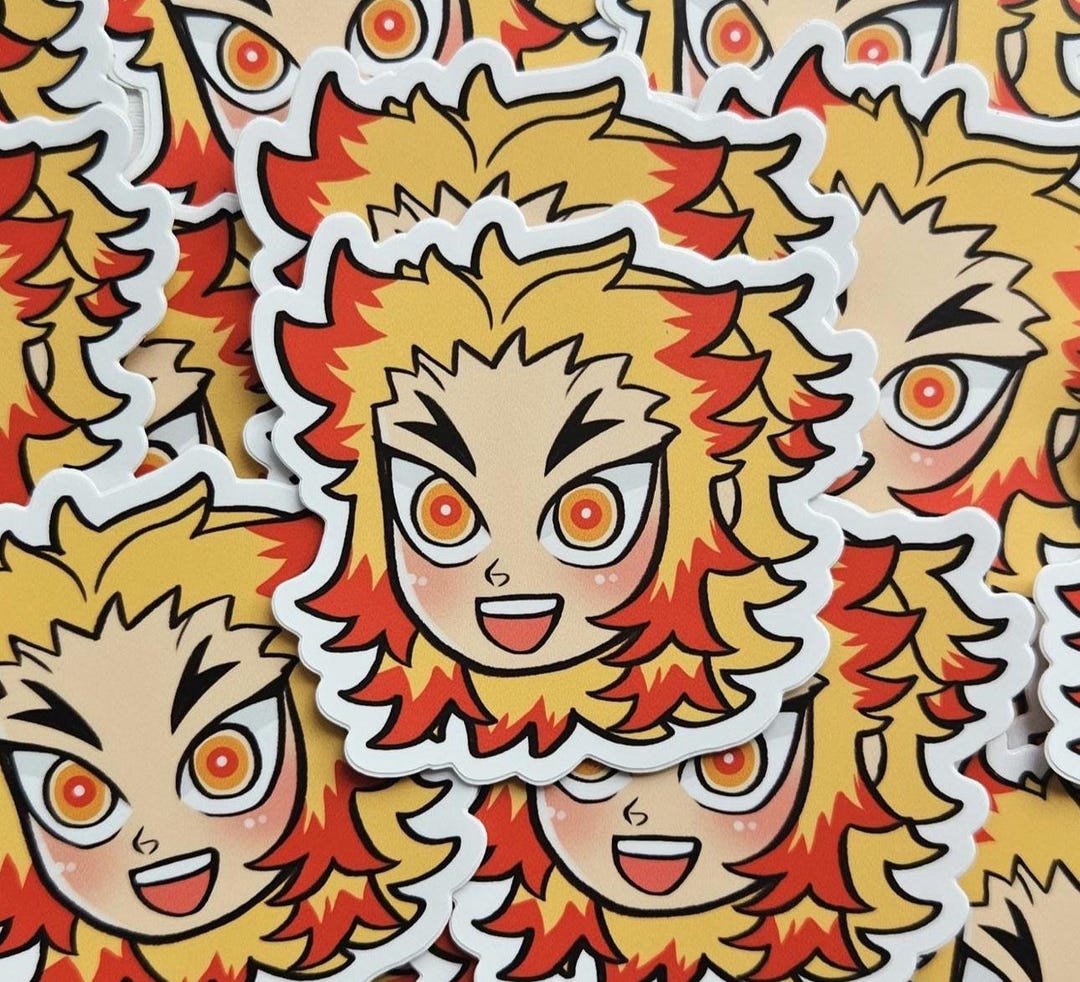 Demon Anime KNY Reng0ku Head Matte Sticker - Etsy