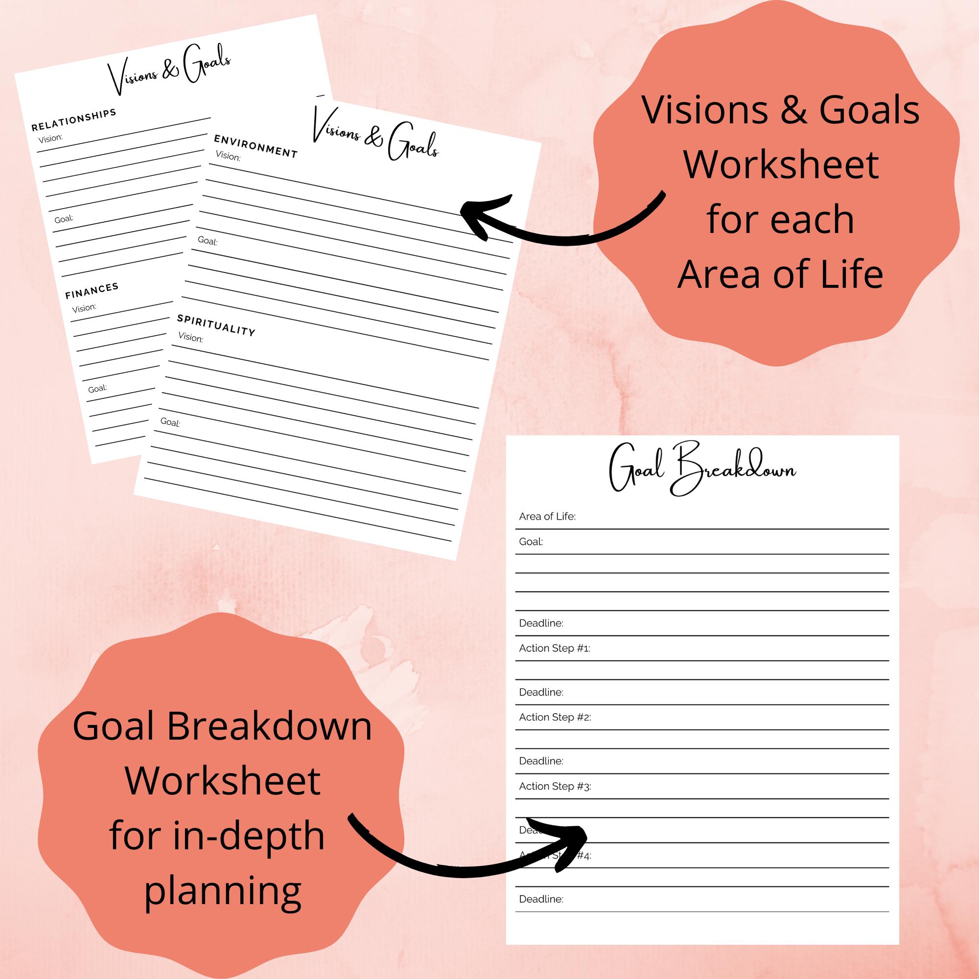 Wheel of Life Printable Worksheets ~ Goal Planner ~ Personal ...