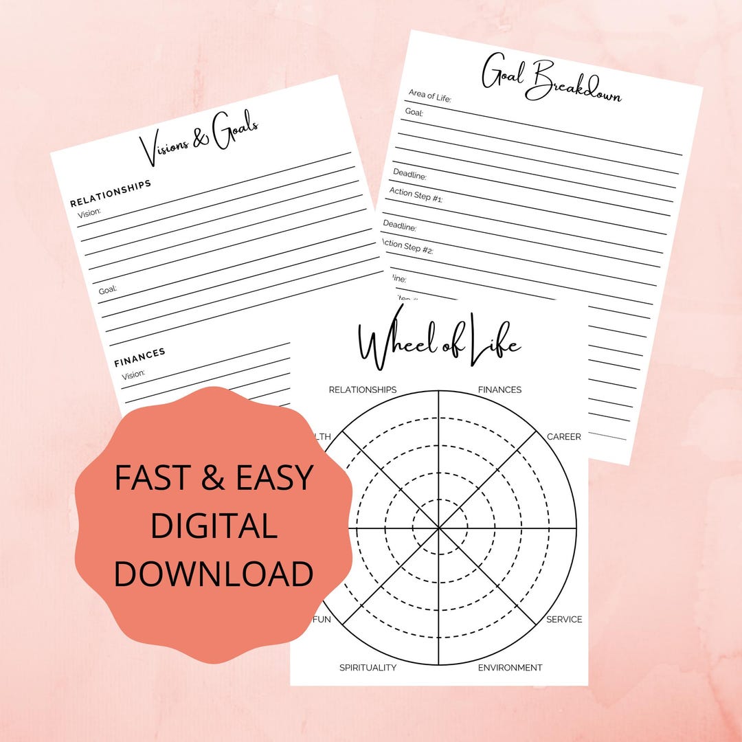 Wheel of Life Printable Worksheets ~ Goal Planner ~ Personal ...
