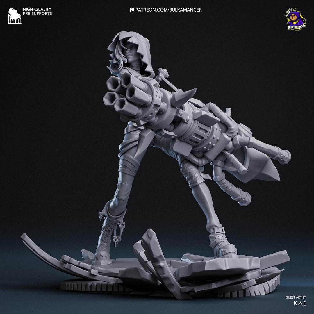 Fractured Jinx arcane Statue 1/8 Scale Model Kit by Bulkamancer Sculpts ...