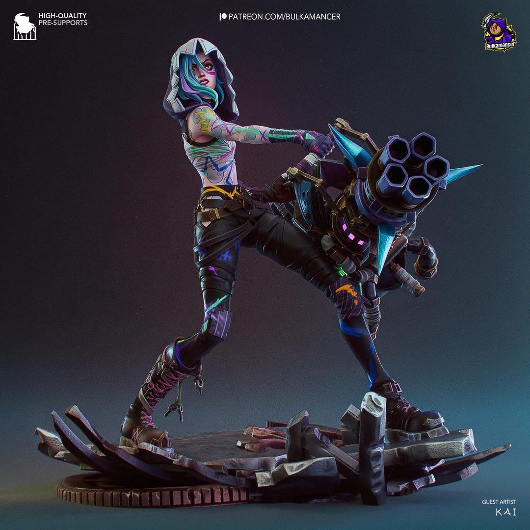Fractured Jinx arcane Statue 1/8 Scale Model Kit by Bulkamancer Sculpts ...