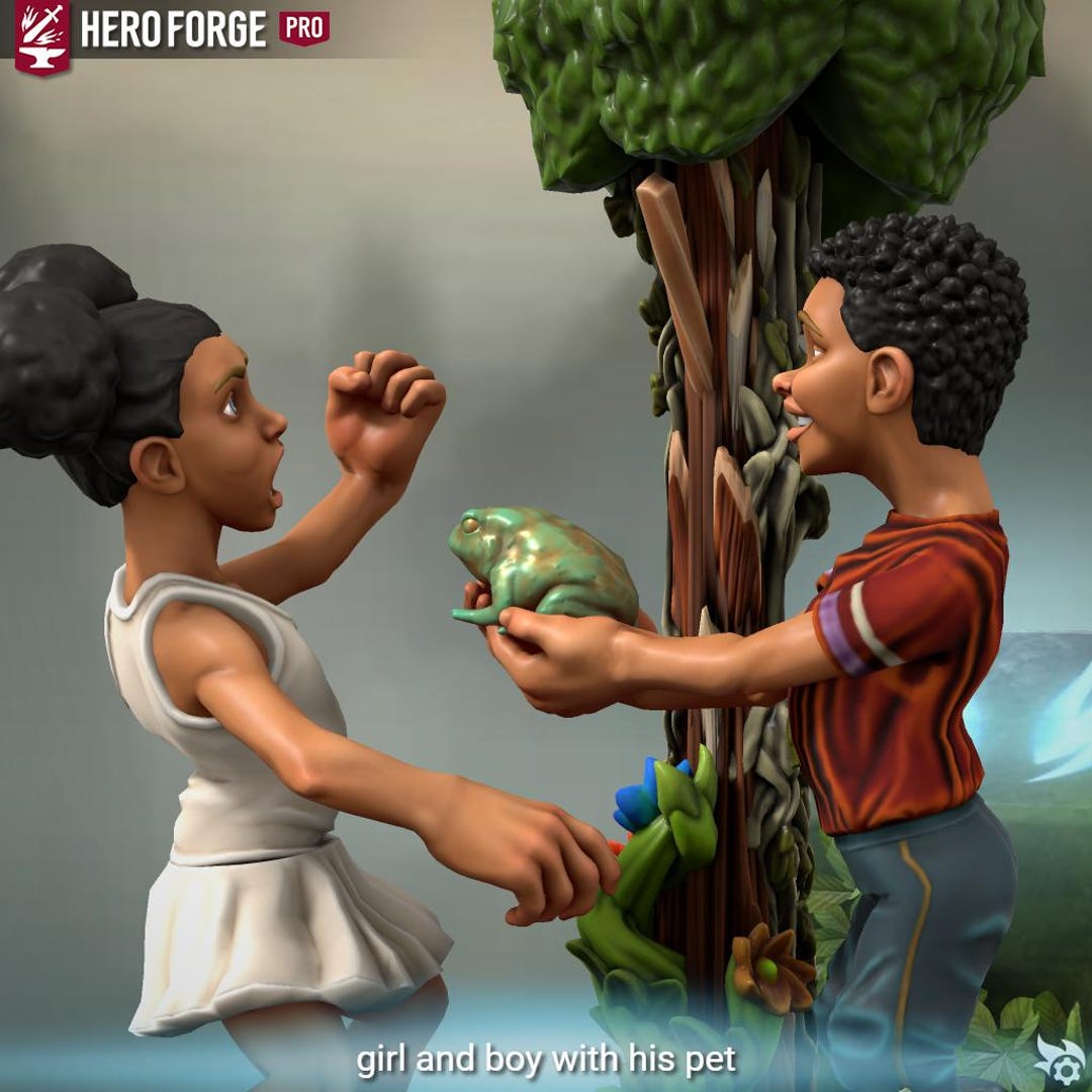 Boy Girl and Frog 3D Printed Sculpture - Etsy