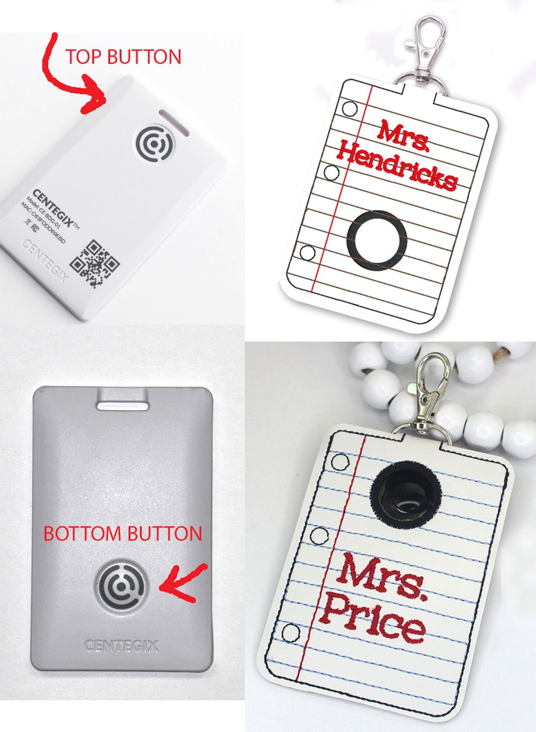 Alarm ID Badge Holder Alarm Holder Key Ring Personalized - Etsy