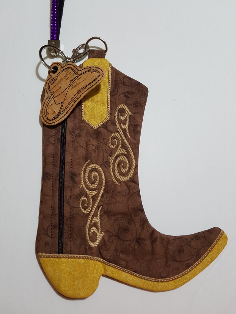 In the Hoop Cowboy Boot Clutch ITH Embroidery Zipper Bag ITH - Etsy