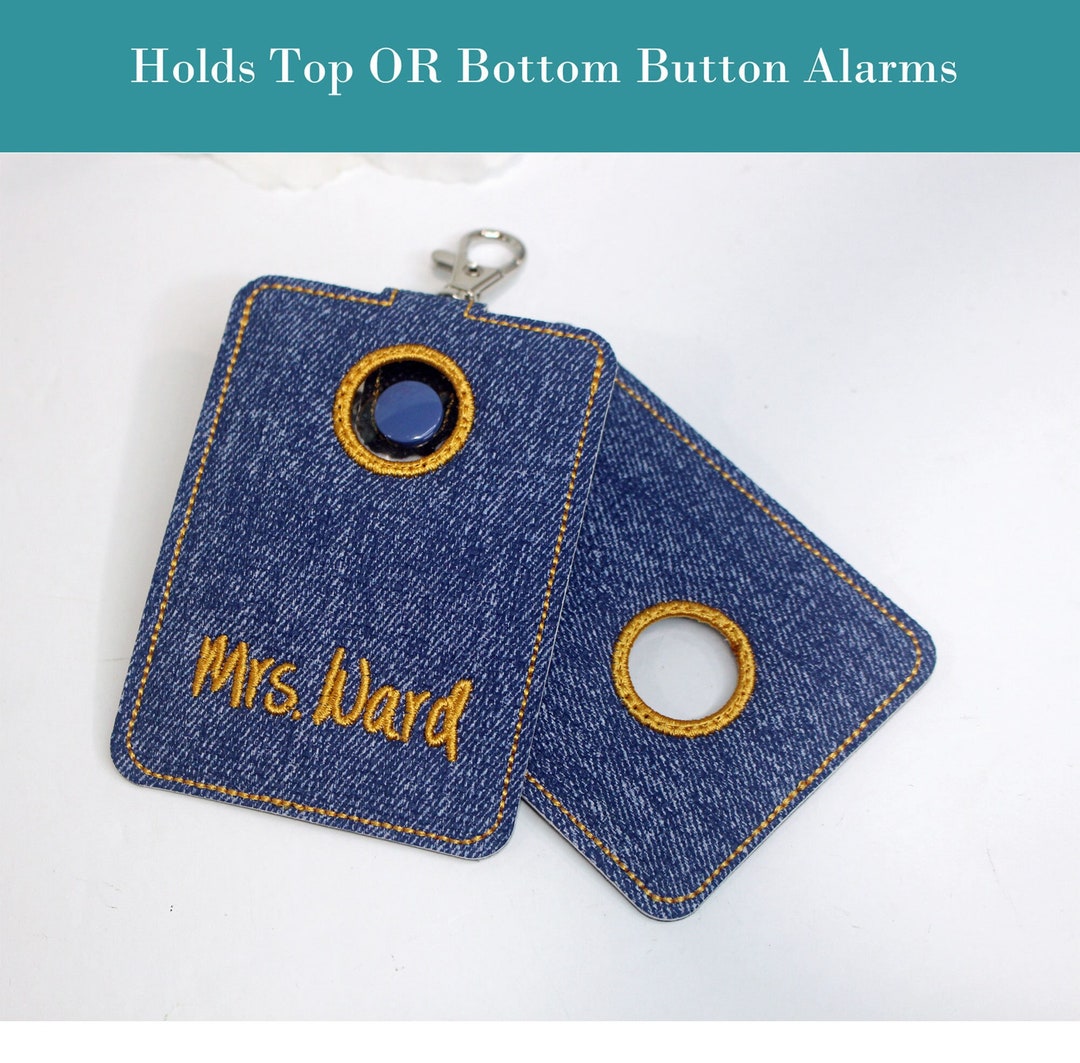 Alarm ID Badge Holder, Alarm Holder Key Ring, Personalized Blue Jean ...
