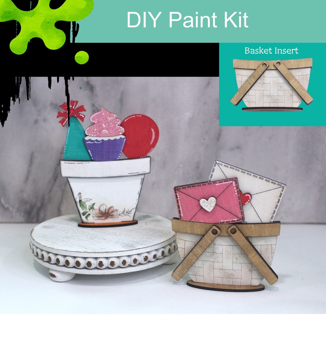 Mini Basket Insert, DIY Wood Project, Tiered Tray Decor, DIY Interchangeable Insert, DIY Paint ...