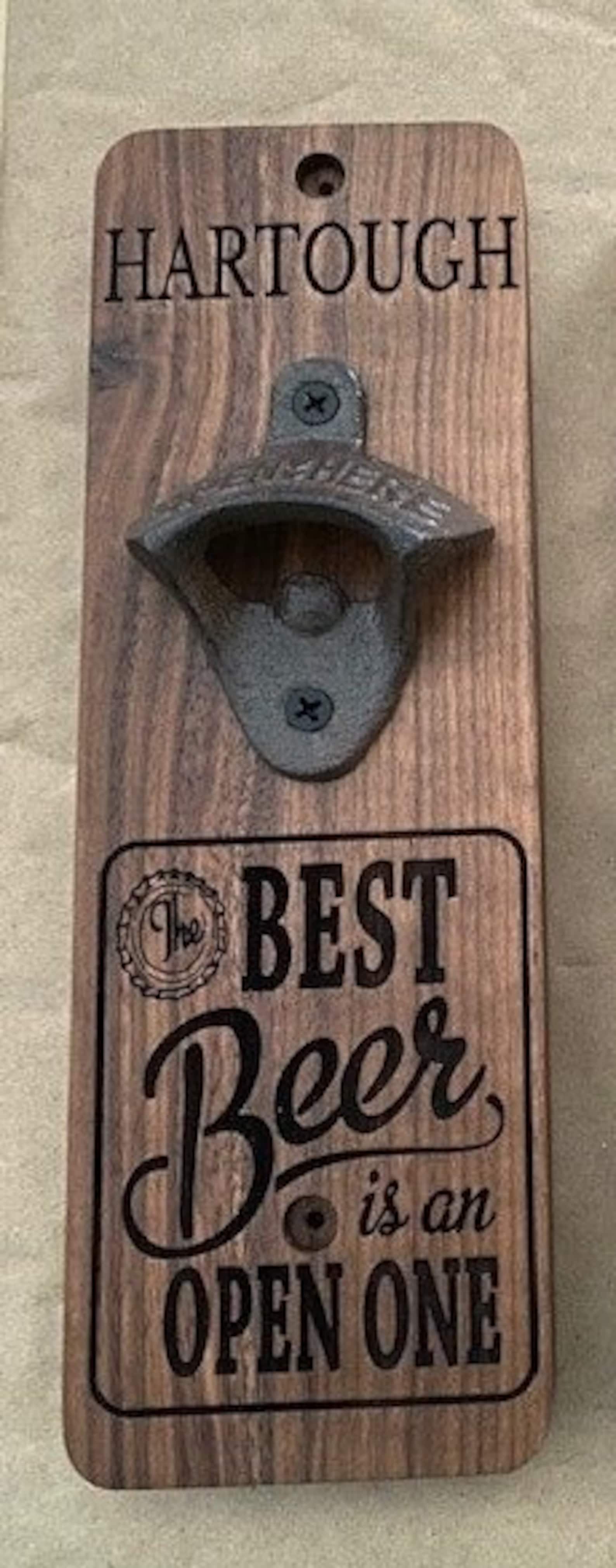 Wall / Fence Hanging Beer Bottle Opener, Engraved, Built in Magnets to ...