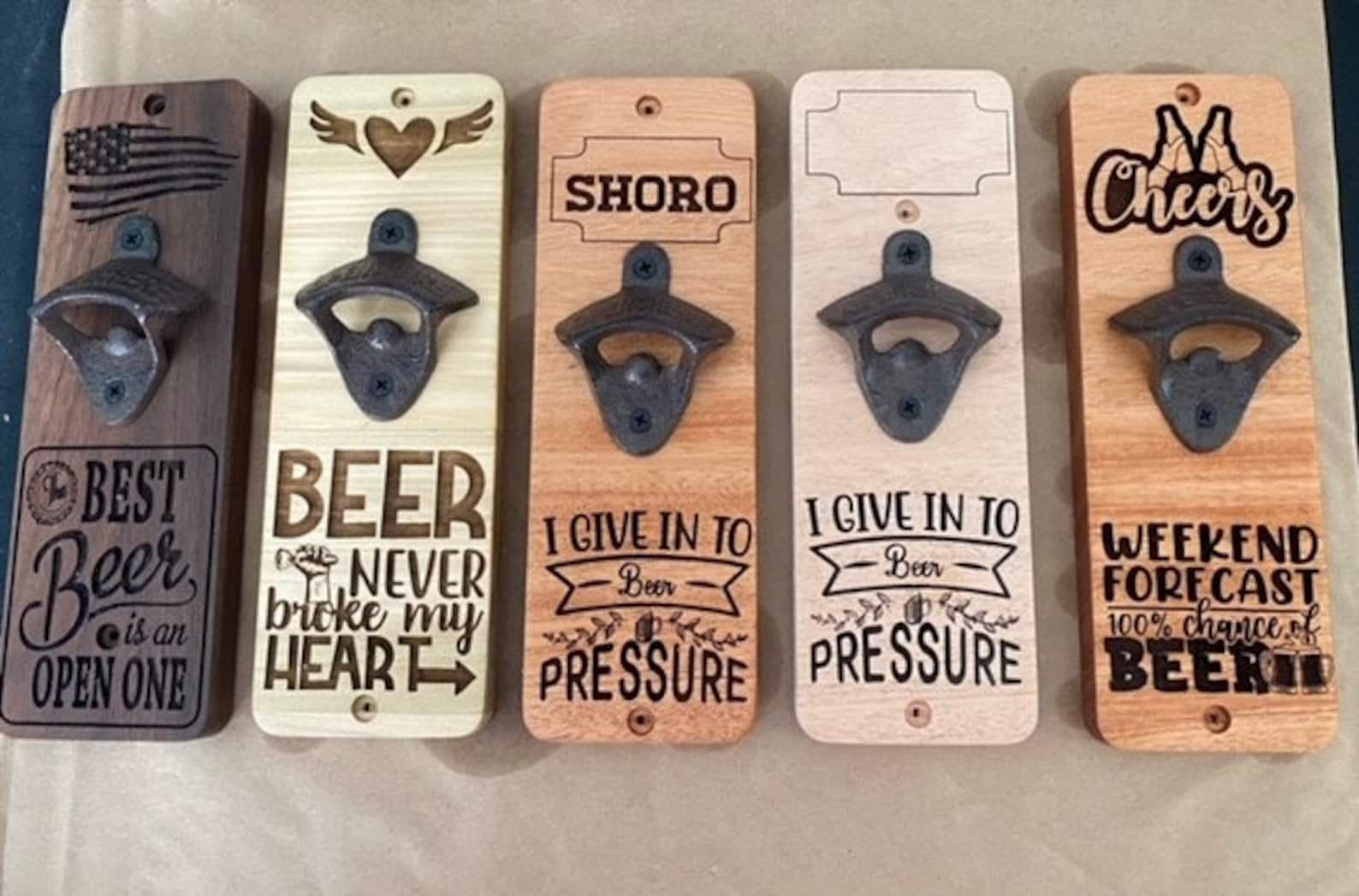 Wall / Fence Hanging Beer Bottle Opener, Engraved, Built in Magnets to ...