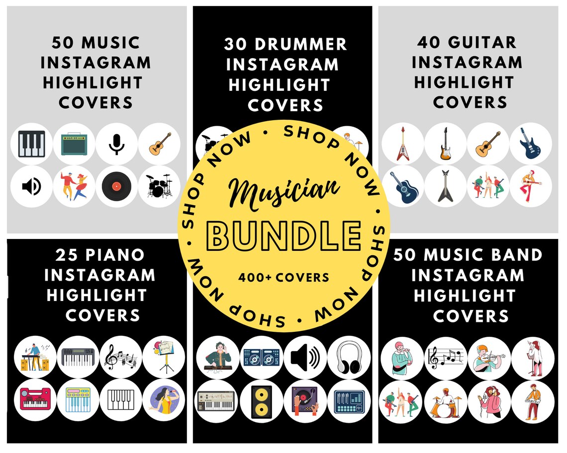 Musician Instagram Highlight Covers Premium Bundle 400 Covers Piano ...