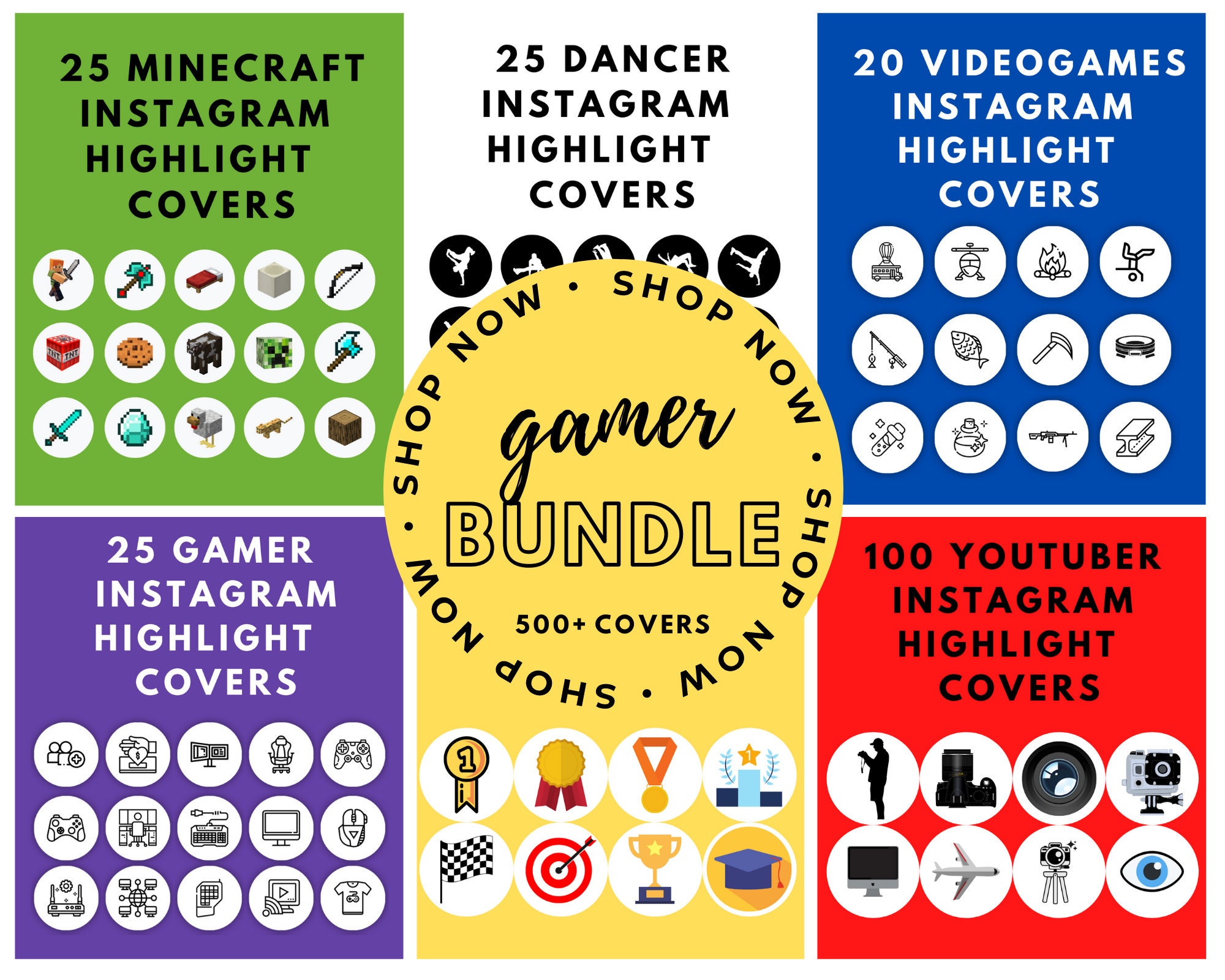 Gamer Streamer Instagram Highlight Covers Bundle, 500 Covers Videogames ...