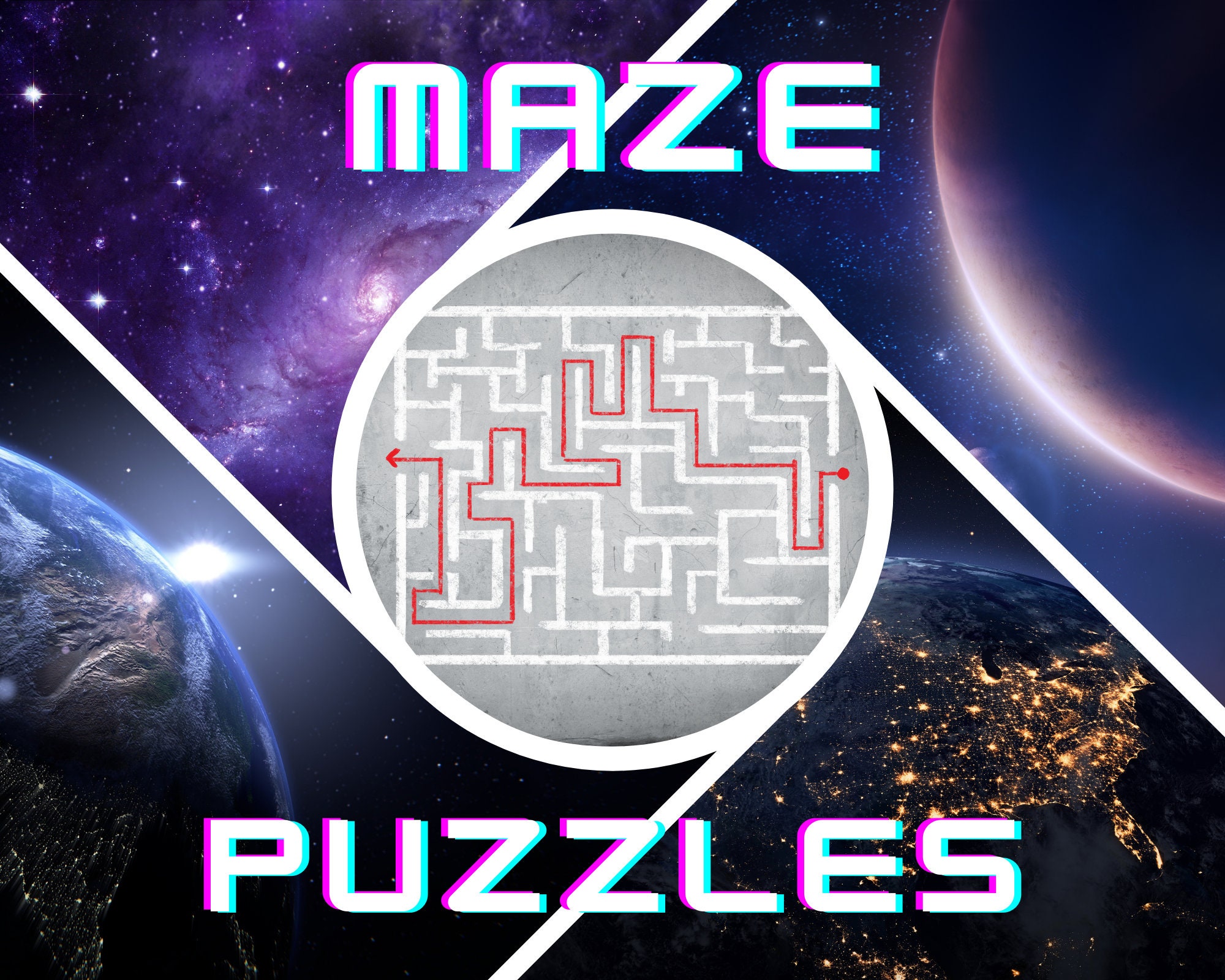 Maze Puzzles Book for Adults, Teens and Kids: 50 Easy to Hard Mazes ...