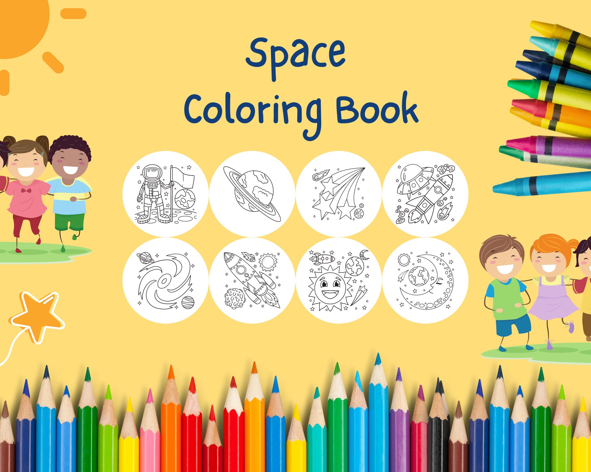 Space Coloring Book for Kids and Adults, 50 Coloring Pages of Space for ...