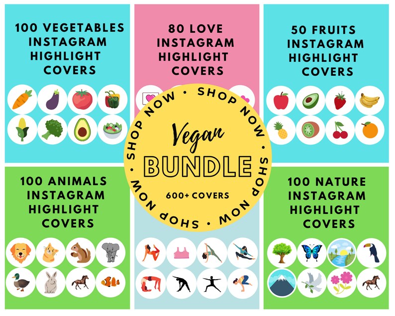 Vegan Instagram Highlight Covers Bundle, 600 Covers Vegetables, Fruits ...