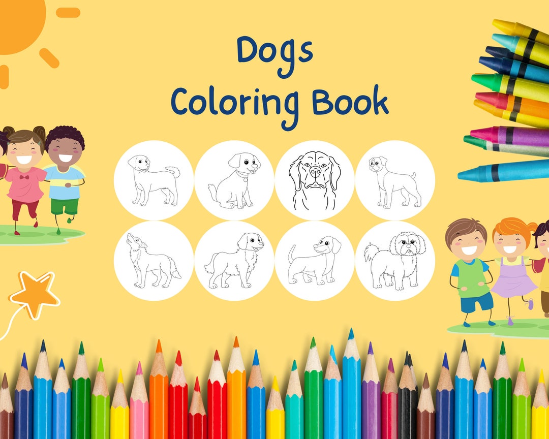 Dogs & Puppies Coloring Book for Kids and Adults 60 Coloring - Etsy