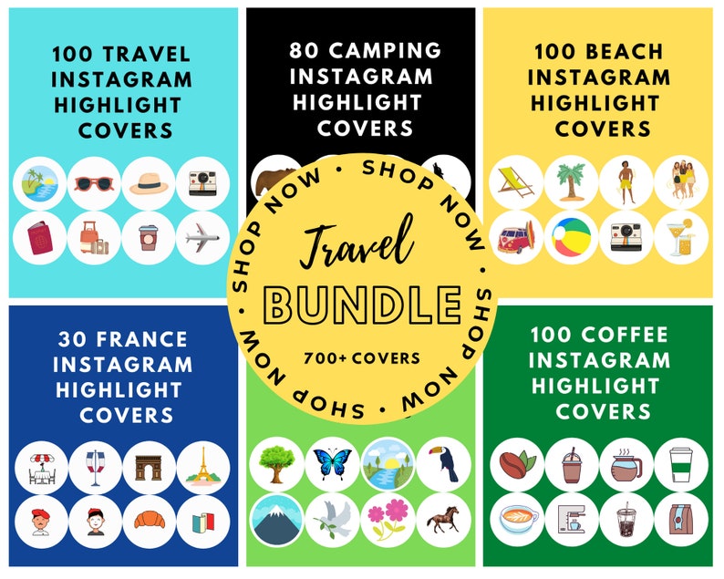 Travel Instagram Highlight Covers Bundle - 700+ Covers - Beach, Book ...