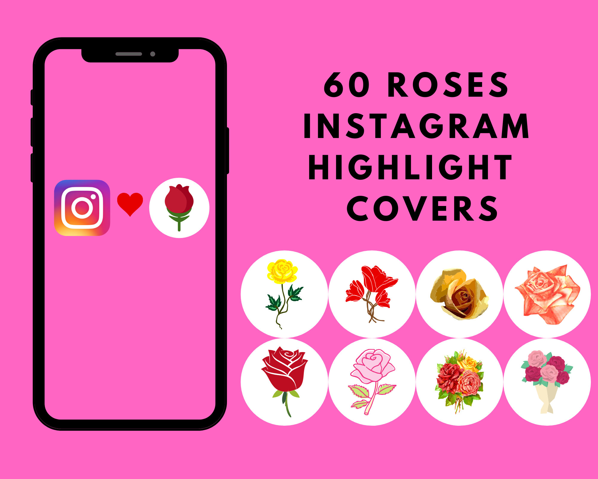 60 Roses Instagram Highlight Covers, Instagram Stories, Rose, Flowers ...