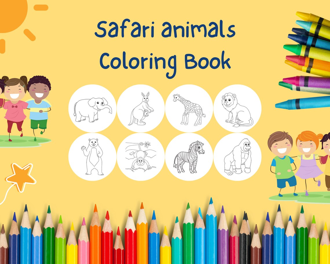 Safari Animals Coloring Book for Kids and Adults, 100 Coloring Pages of ...