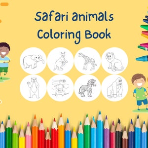 Safari Animals Coloring Book for Kids and Adults, 100 Coloring Pages of ...