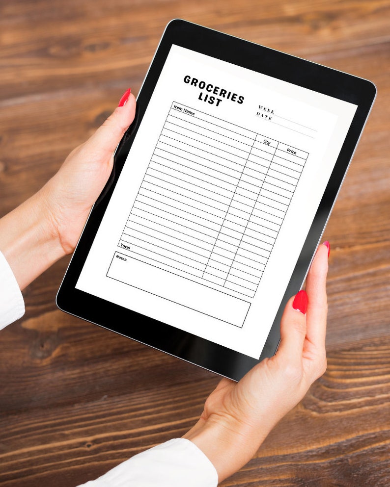 Grocery List, Digital, Printable, Money, Bill, Budget, Debt, Saving ...