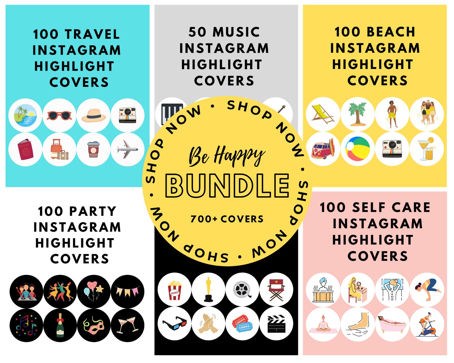 Be Happy Instagram Highlight Covers Bundle 700 Covers - Etsy