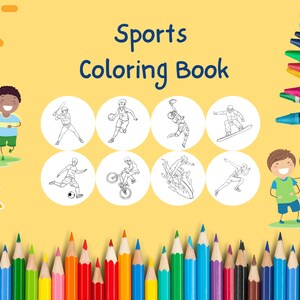 Sports Coloring Book for Kids and Adults, 40 Coloring Pages of Sports ...