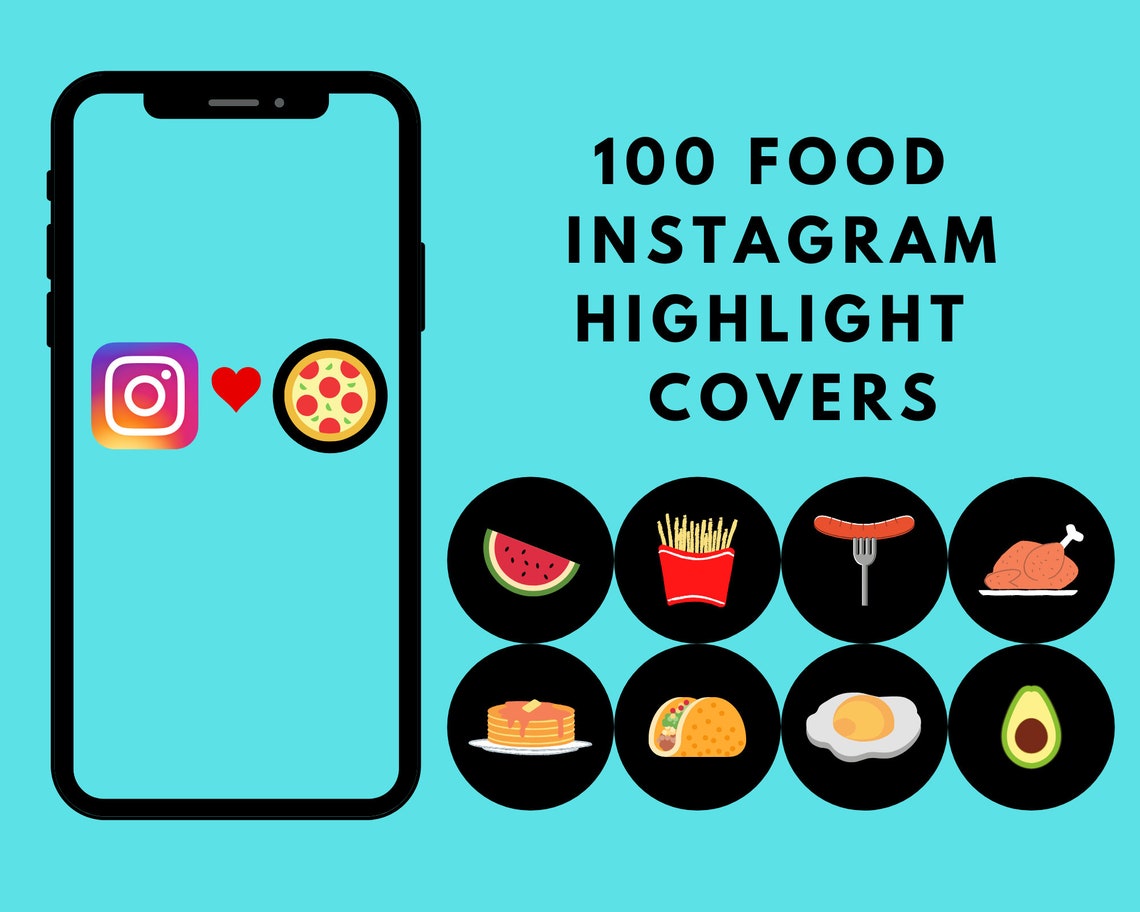 100 Food Instagram Highlight Covers Instagram Stories - Etsy