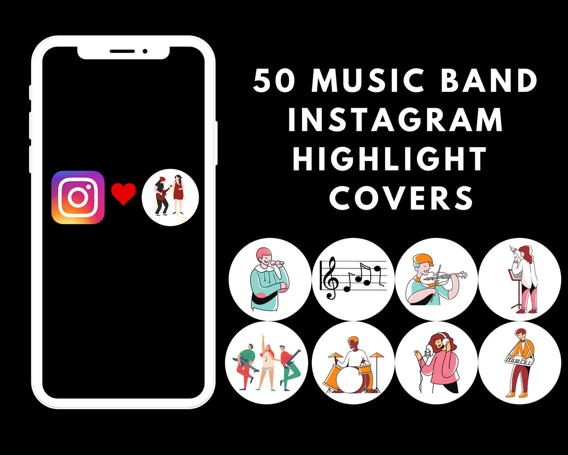 50 Music Band Instagram Highlight Covers, IG, Rock, Musician, Guitarist ...