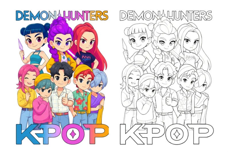 Copy Colouring Pages - KPOP Demon Hunters - Etsy