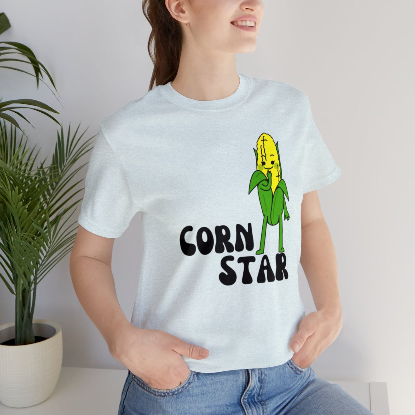 Corn Star Funny Graphic Tee Humorous Design Shirt Bella Canvas 3001 T ...