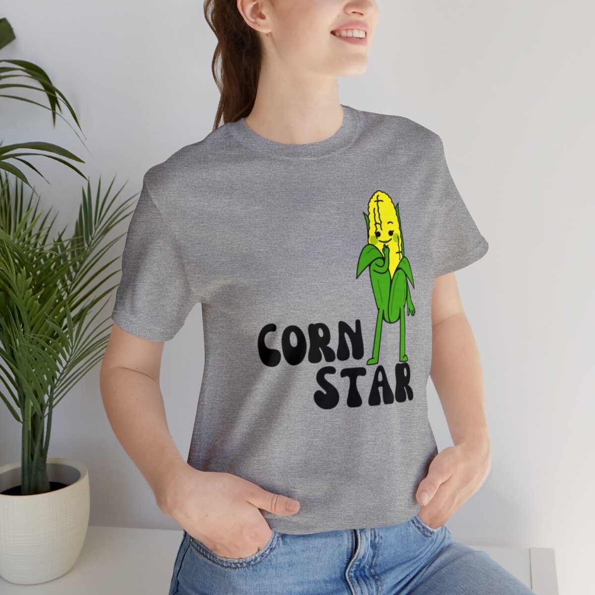 Corn Star Funny Graphic Tee Humorous Design Shirt Bella Canvas 3001 T ...
