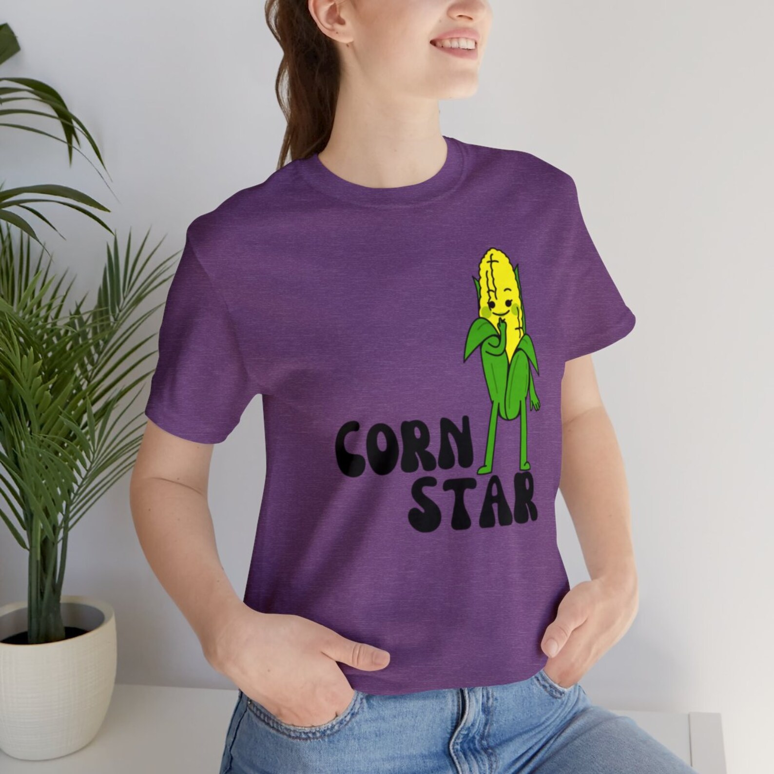 Corn Star Funny Graphic Tee Humorous Design Shirt Bella Canvas 3001 T ...