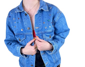 Denim Jacket Blue Diamante Embellished - Etsy
