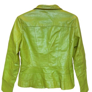 Vintage 00's Y2K Lime Green Leather Jacket Motocross Style - Etsy