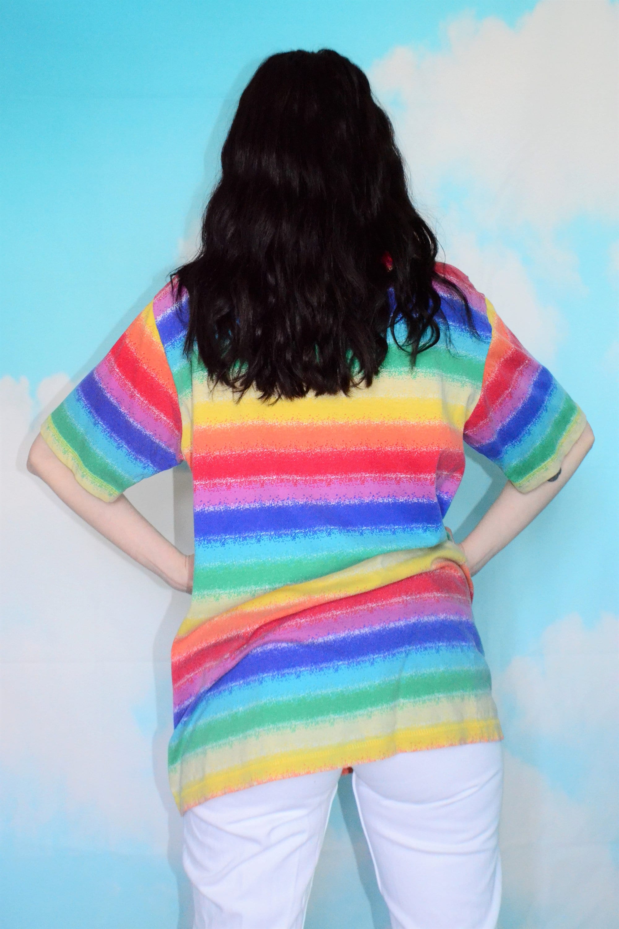 Vintage 90's Rainbow Stripe T-Shirt Tee | Etsy