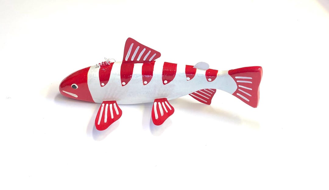 8 Inch Red & White Spearing Decoy Benziejo Fish Decoy - Etsy