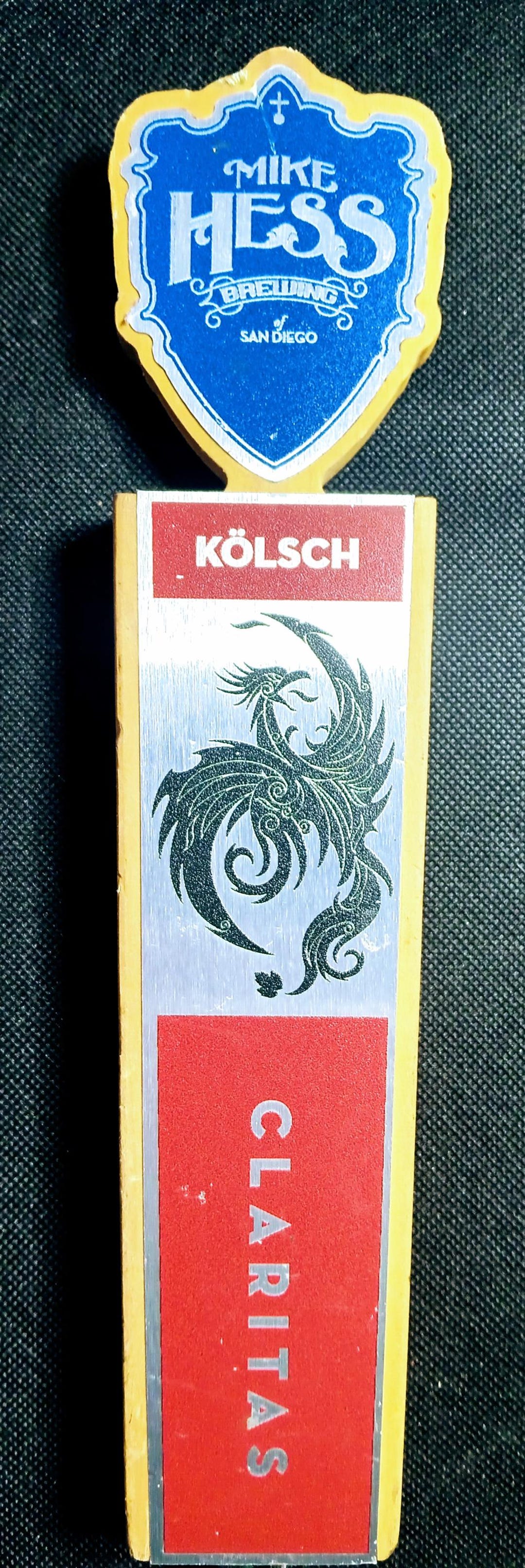 Mike Hess Brewing of San Diego Used Beer Tap Handle Kolsch Claritas 11 ...